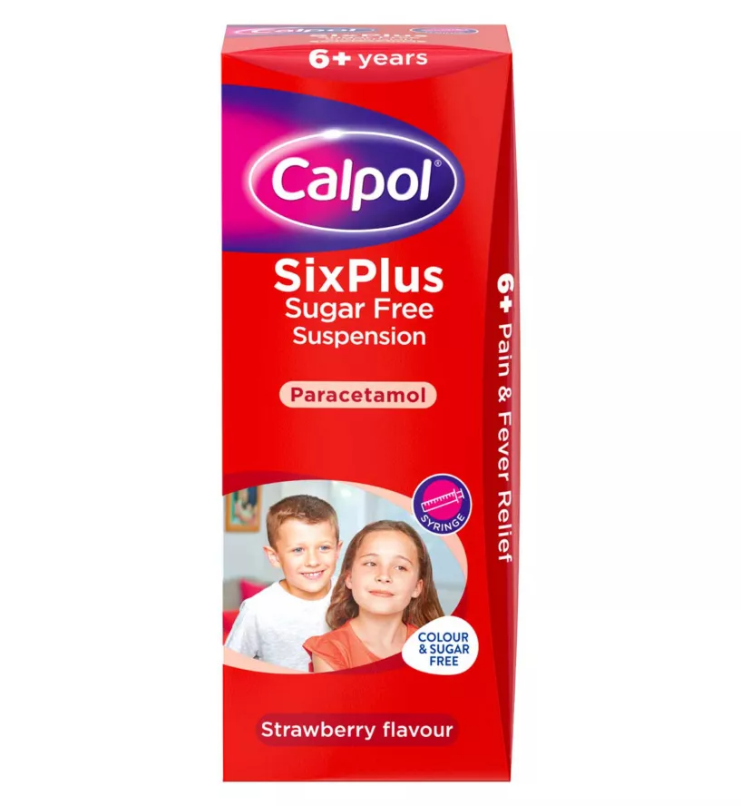 Calpol SixPlus Sugar Free Suspension Strawberry - 100ml - PillSorted