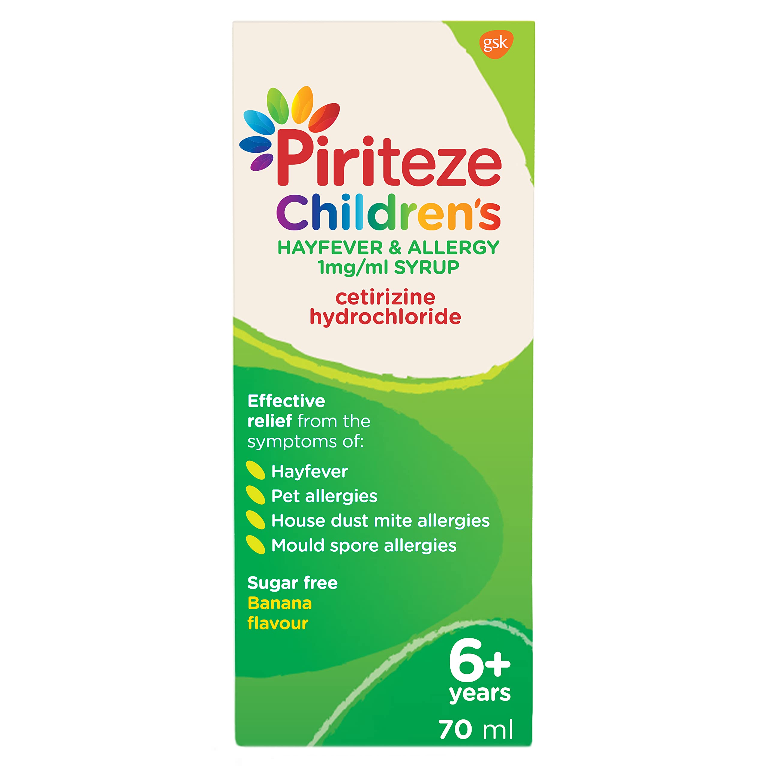 Piriteze Allergy Syrup Sugar Free - 70ml - PillSorted