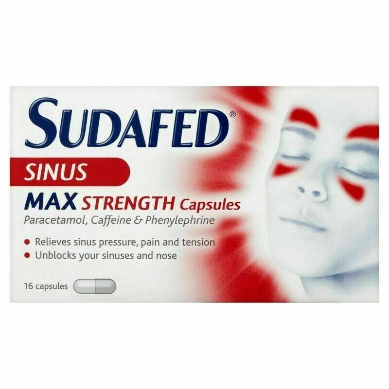 Sudafed Sinus Max Strength - 16 Capsules - PillSorted