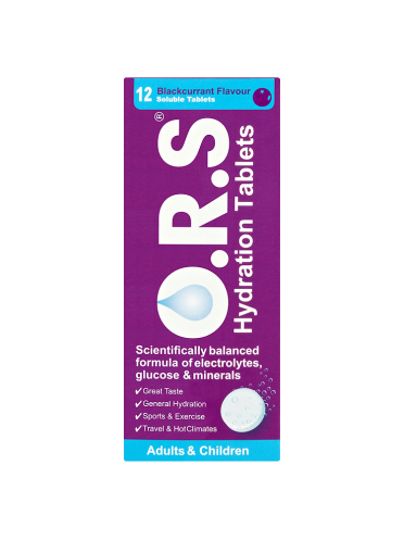 O.R.S Oral Rehydration Salts Blackcurrant Flavour - 12 Soluble Tablets ...